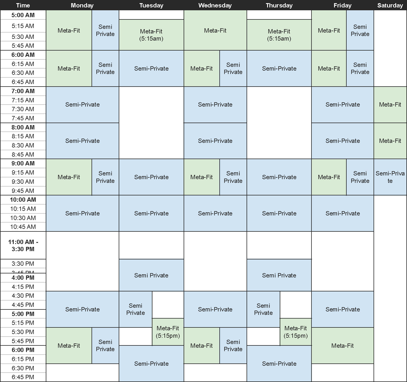 Schedule | Block Fitness Collective | Oro Valley, Arizona